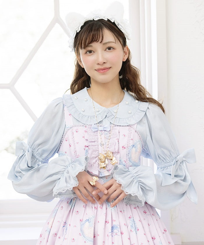 Long Sleeve Vintage Satin Blouse – axes femme from JAPAN