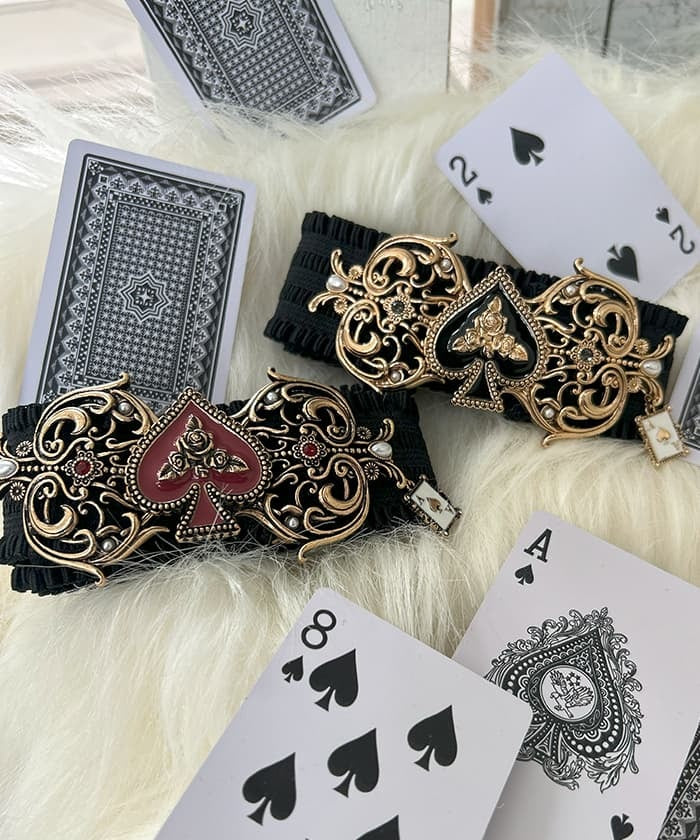 Playing Cards Motif Elastic Belt – axes femme from JAPAN