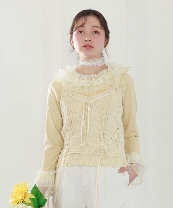 Lace-Up Knit Bustier (Time-limited Price) – axes femme from JAPAN