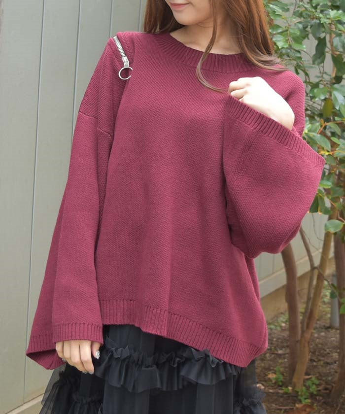 Shoulder Zip Knit – axes femme from JAPAN