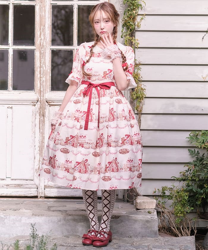 Gingerbread House Pattern Dress (Made to Order) – axes femme from JAPAN