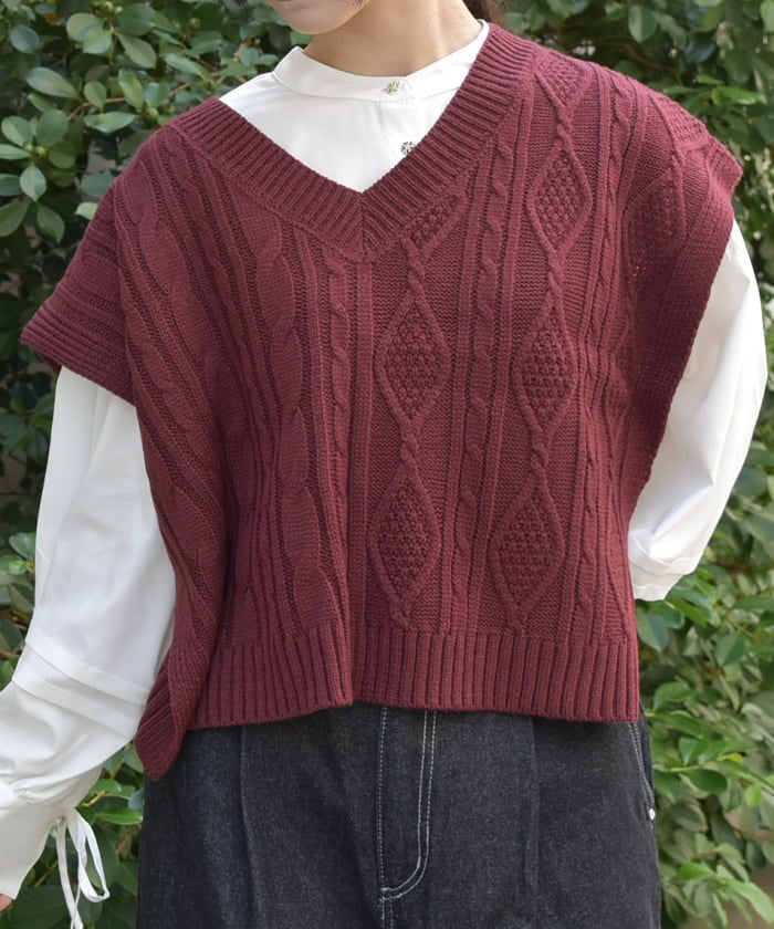Back Ribbon Knit Vest – axes femme from JAPAN