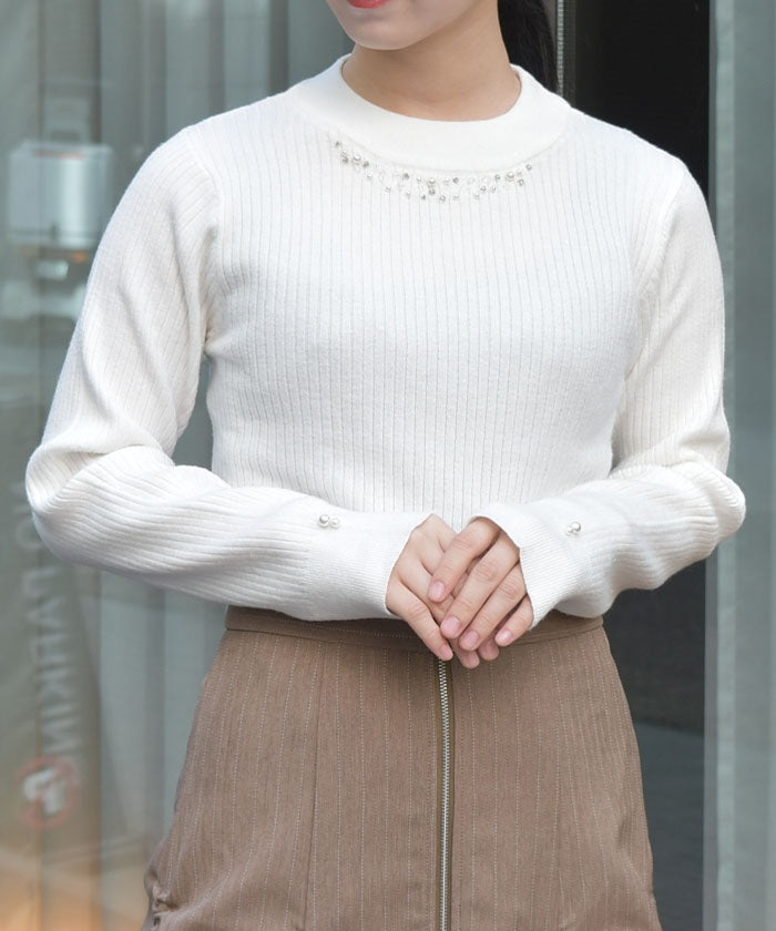 Random Pearl Design Knit – axes femme from JAPAN