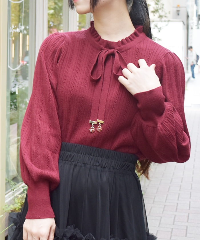 Flower Charm Functional Ribbon Knit – axes femme from JAPAN