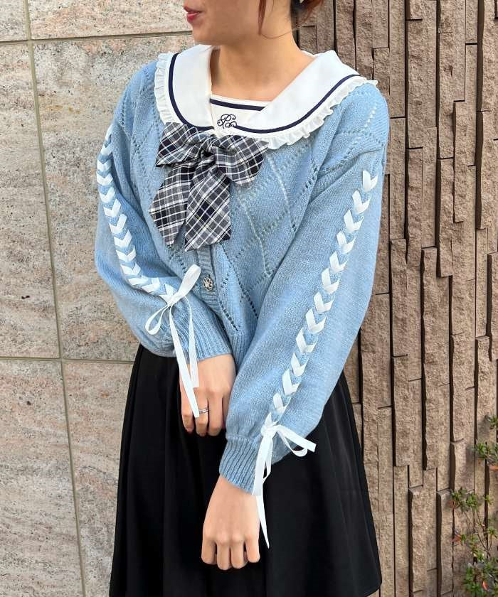 Lace-up Knit Cardigan – axes femme from JAPAN